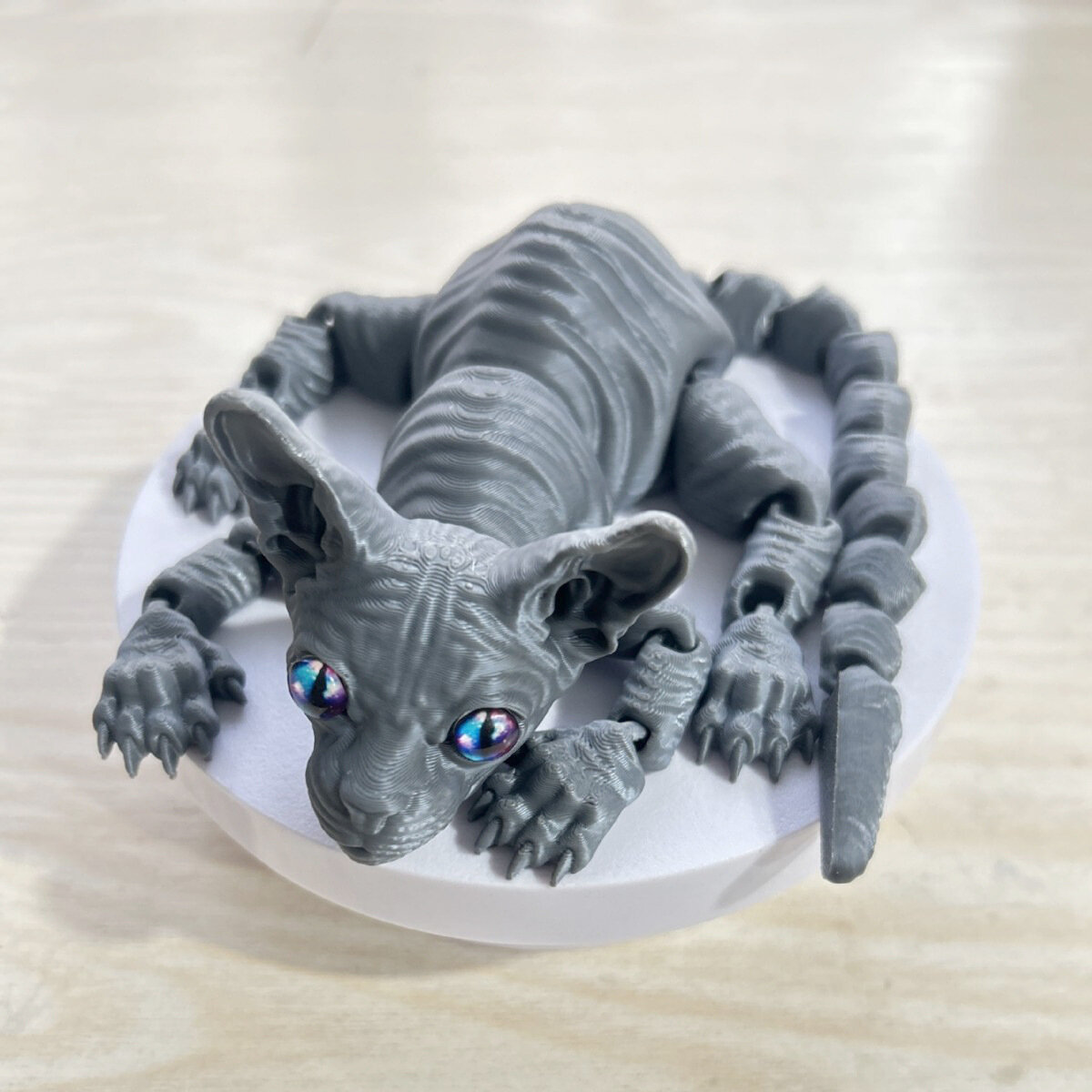 Игрушка антистресс Кот сфинкс подвижный, пластик, бронзовый, 50см, стеклянные глаза