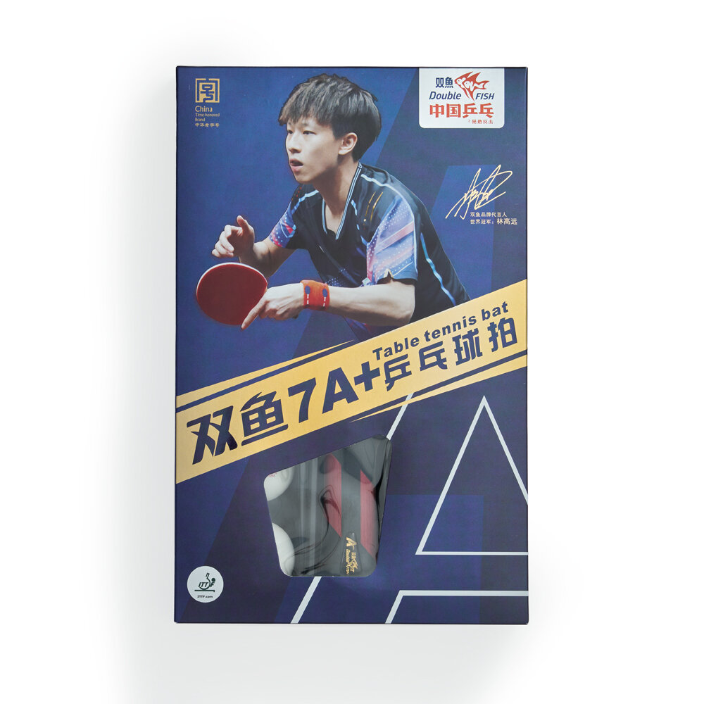 Набор для настольного тенниса Double Fish 7A+C, одобрено ITTF, ракетка, 2 мяча, в комплекте с чехлом