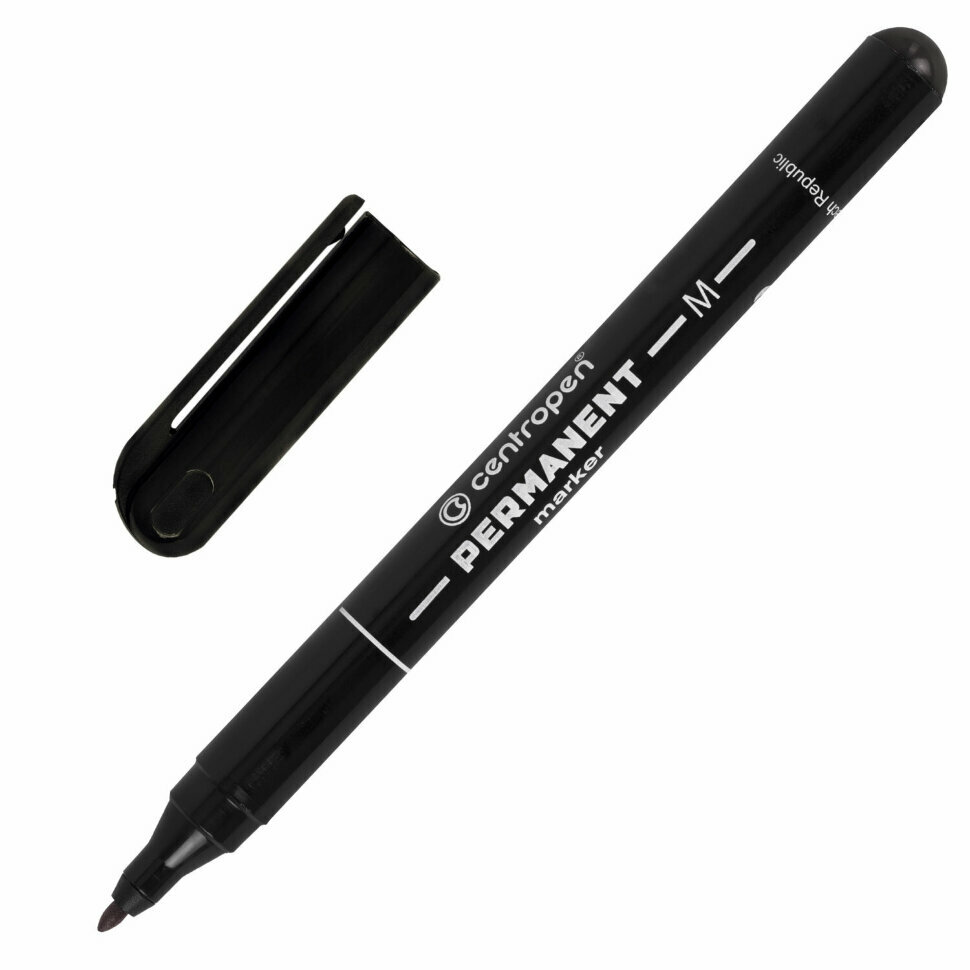 Маркер перманентный CENTROPEN 2846, черный, тонкий наконечник, 1 мм, 6 2846 9412, 150207