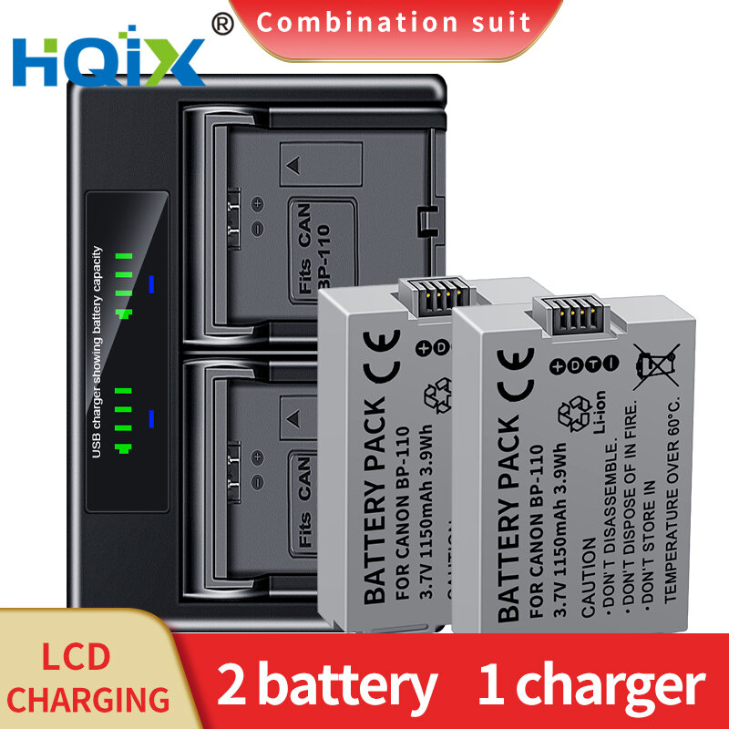 HQIX для Canon LEGRIA HF R26 R28 R206 R27 R205 R206 R21 R20 R200 камера BP-110 Двойное зарядное устройство Аккумулятор