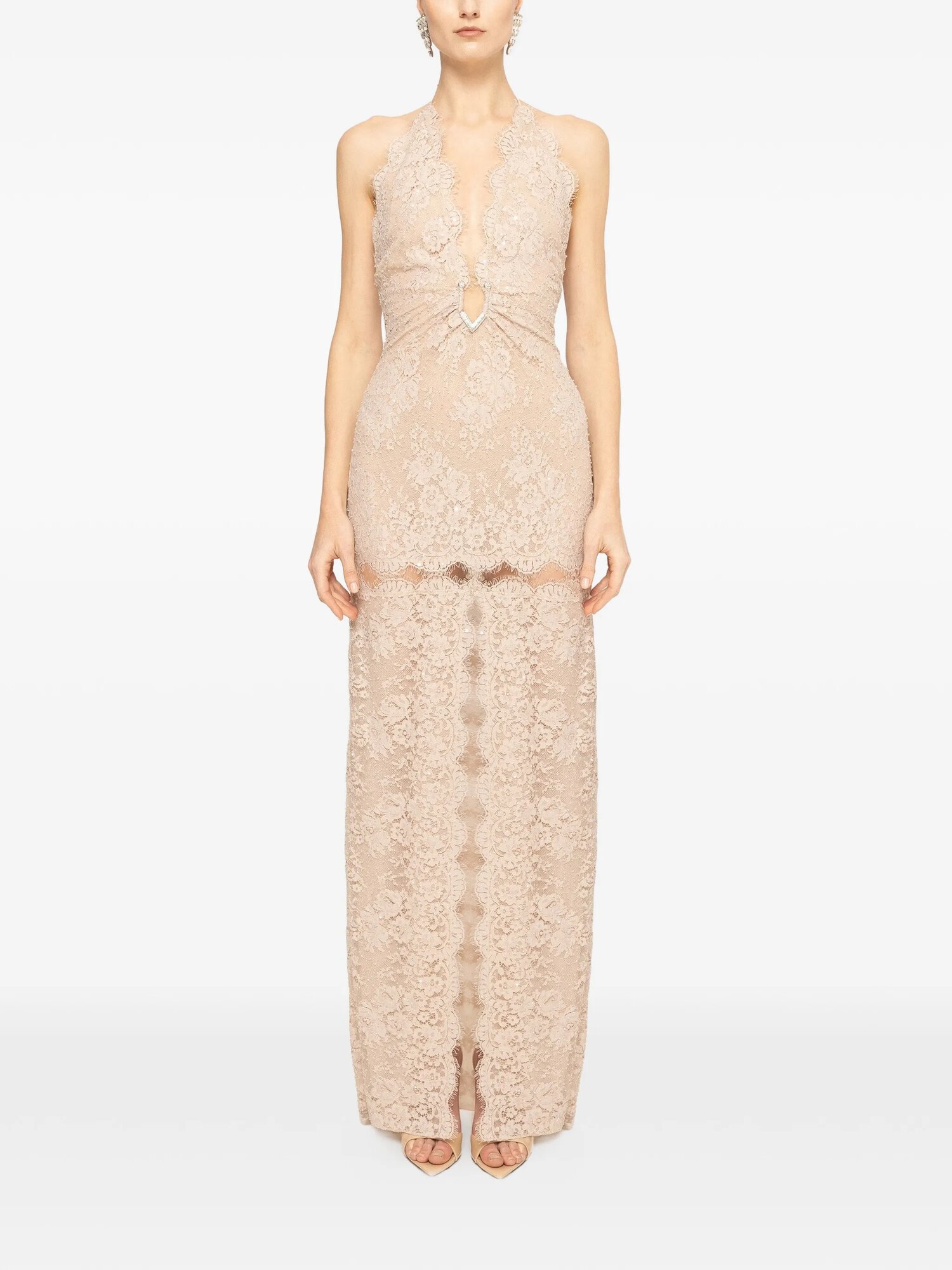 Платье Beaded lace-trimmed maxi dress