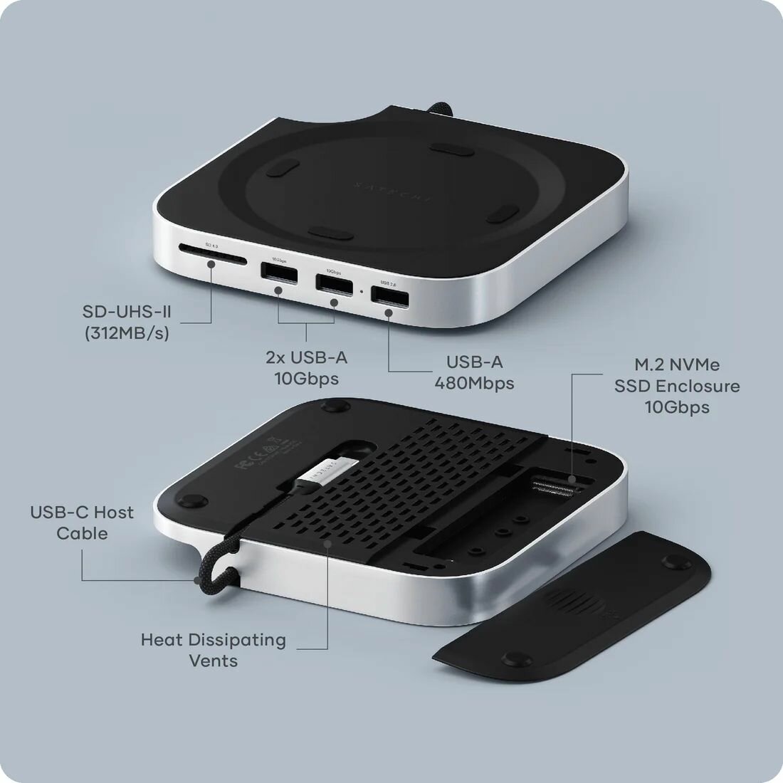 Док-станция Satechi Mac Mini M4 (ST-GNMMES) белый, 12 мес. гарантия