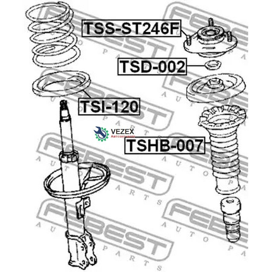 FEBEST TSS-ST246F Опора амортизатора TOYOTA ISIS ANM10/ZGM10/ZGM11/ZNM10 2004- TSS-ST246F