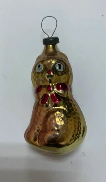 Елочная игрушка Кошка с бантом