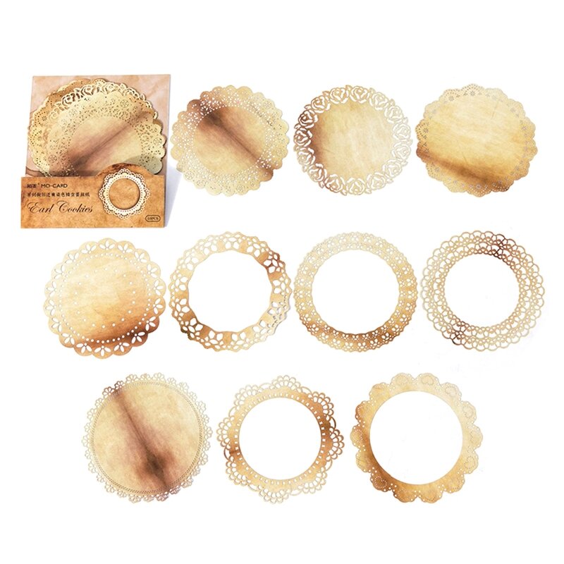 DIY Scrapbooking Collage Diary Planner Vintage Hollow Lace Material Papers-10Pcs