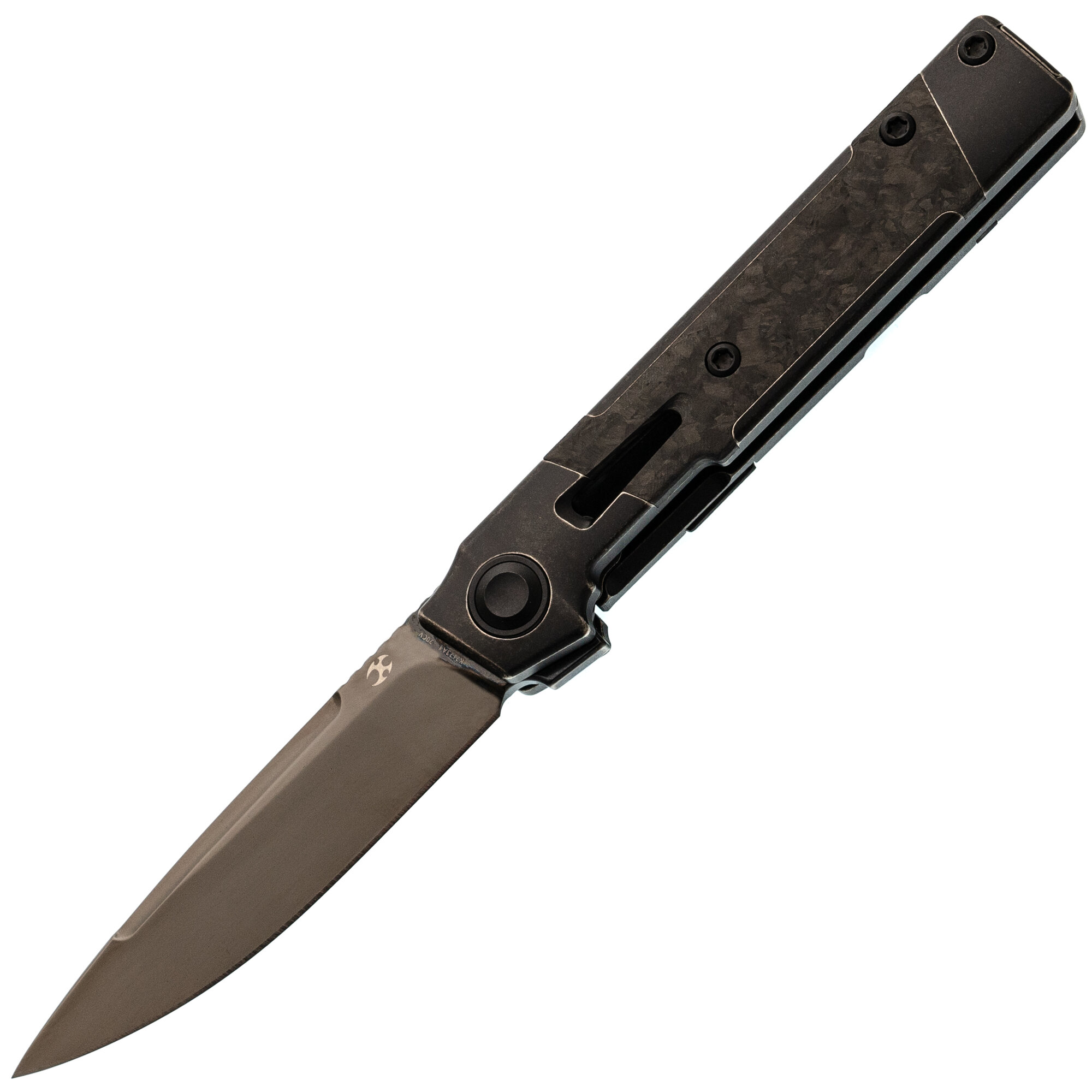 Складной нож Kansept Kitpu, сталь CPM20CV, рукоять титан/Carbon Fiber, черный