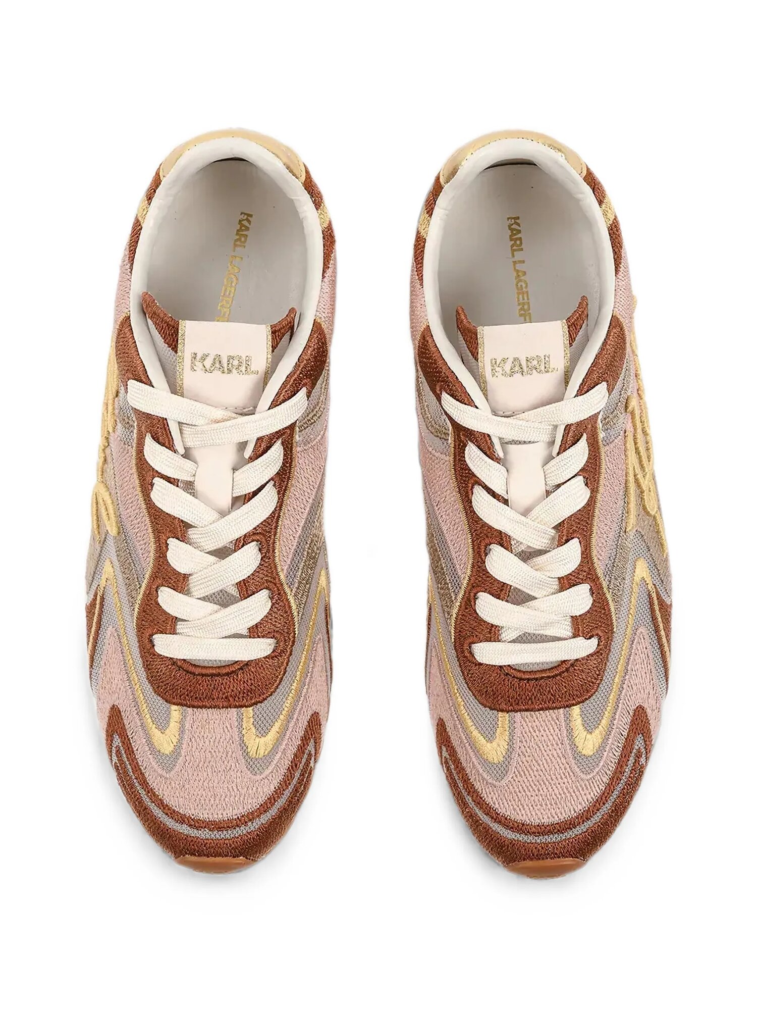 Кроссовки Karl Lagerfeld Logo-embroidered sneakers, размер 39, коричневый/серый/оранжевый — фото 1