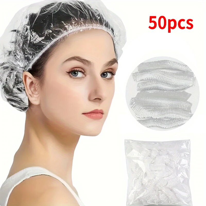 Одноразовая пластиковая шапочка для душа Clear Beauty 50pcs