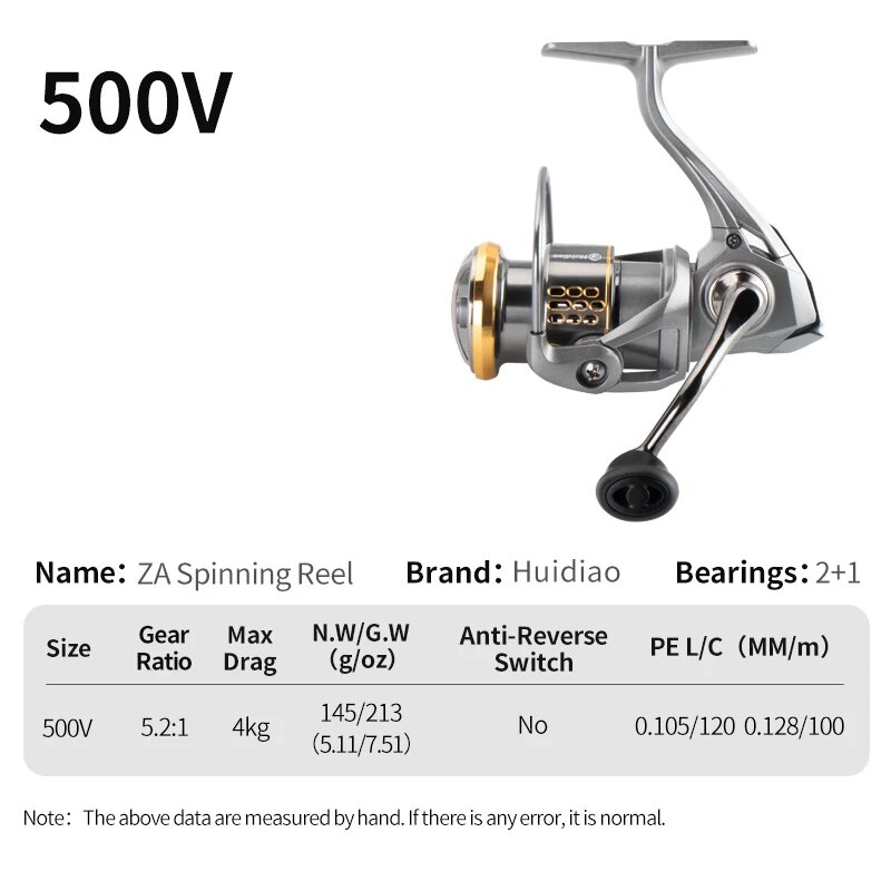 Huidiao ZA Spinning Reel 500V, 5.2:1, 4kg