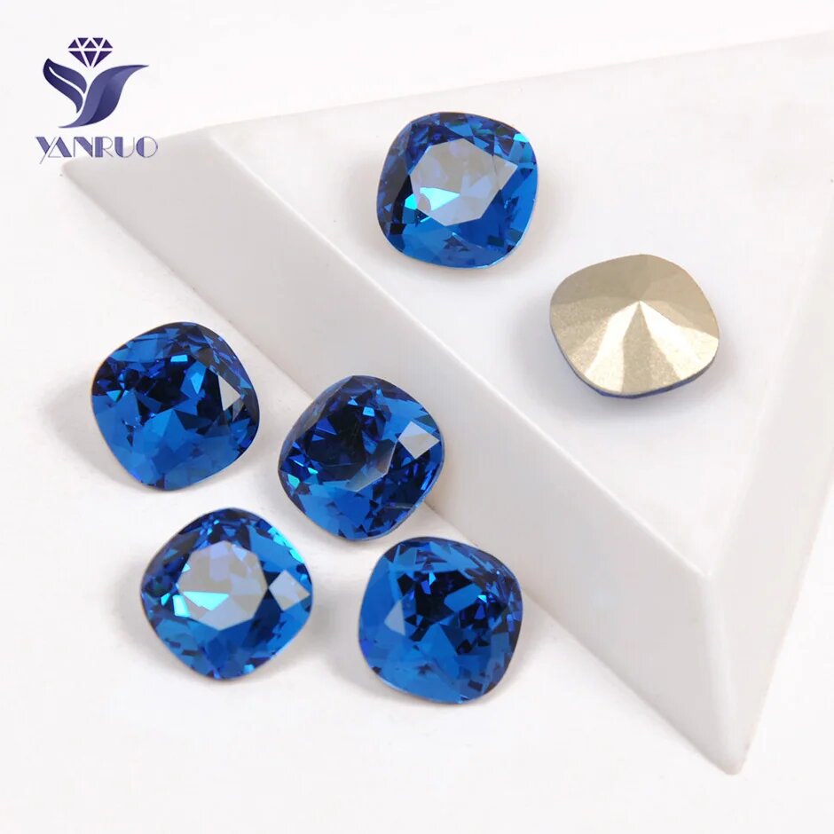 Стразы YANRUO 8мм Capri Blue с серебряной оправой, 21шт
