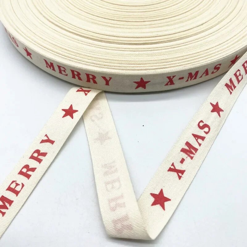 Лента рождественская "Merry X-Mas" с звездами, цвет 37
