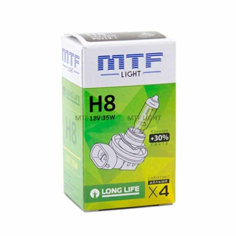 Галогенная лампа MTF Light H8, 12V, 35W, +30% LONG LIFE x4, 1шт.