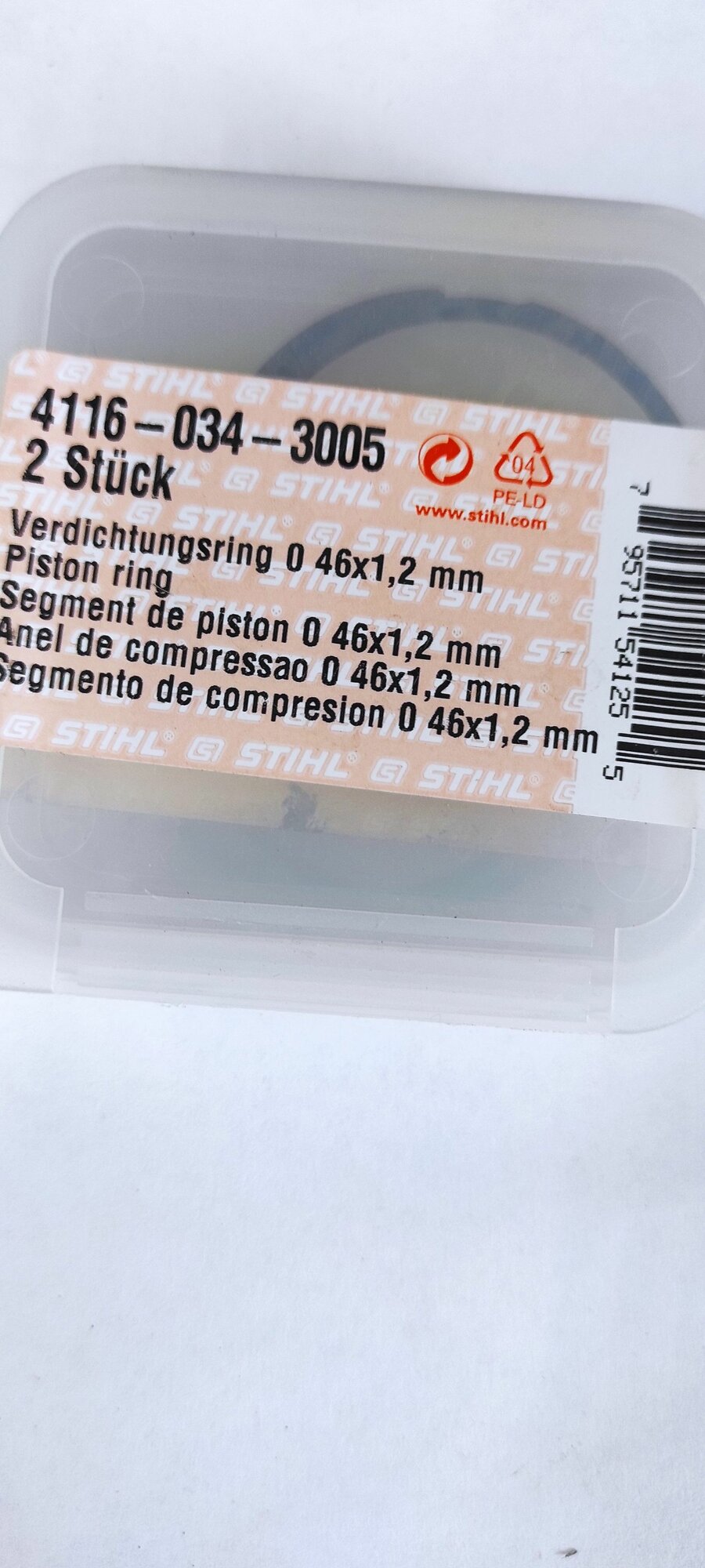 Кольцо компрессионное Stihl MS 280/FS 550 46x1.2mm, компл. 2 шт. 41160343005
