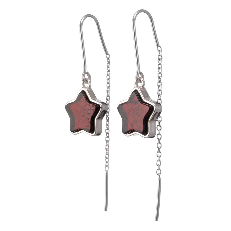 Серьги цепочки, серебро, 925 проба, янтарь