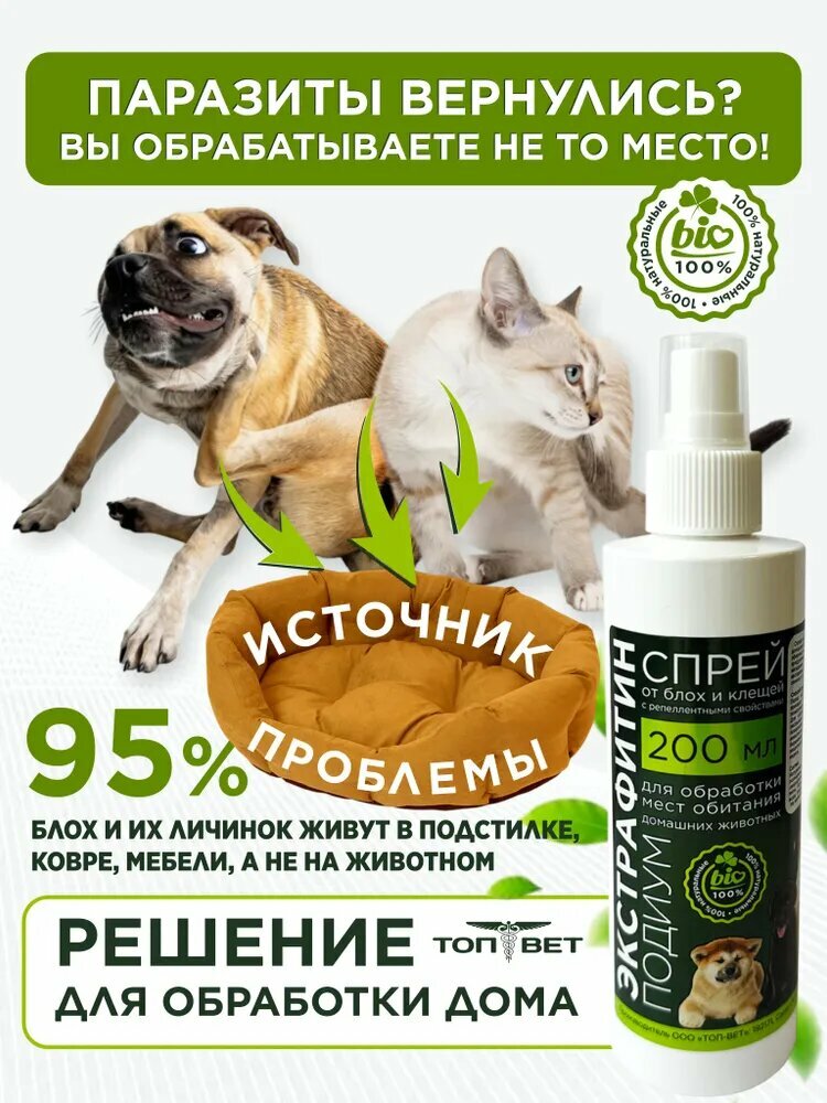 Средство от блох для обработки лежанок Экстрафитин Подиум, 200 мл.