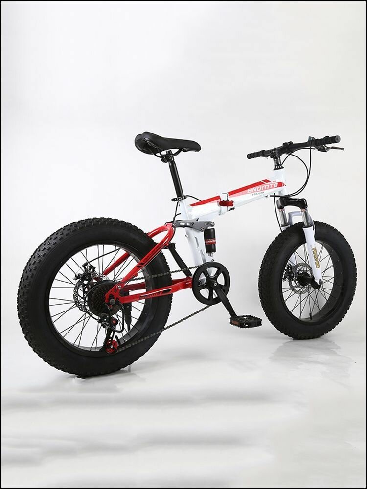 Велосипед Горный, Fat-bike, APZD-20-FT 20 дюймовый Белый красный 7 скоростей