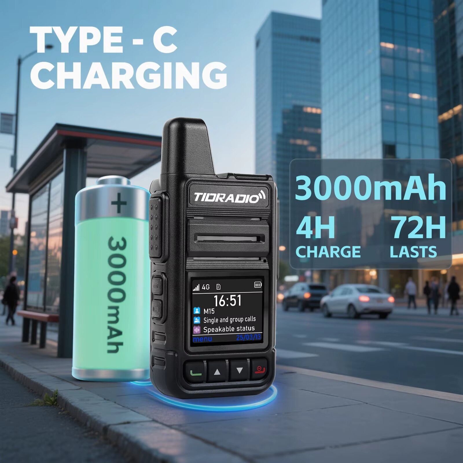 Рация Tidradio TD-M15 Global PoC, 4G, с функцией Push-to-Talk и SIM-картой в комплекте — фото 1