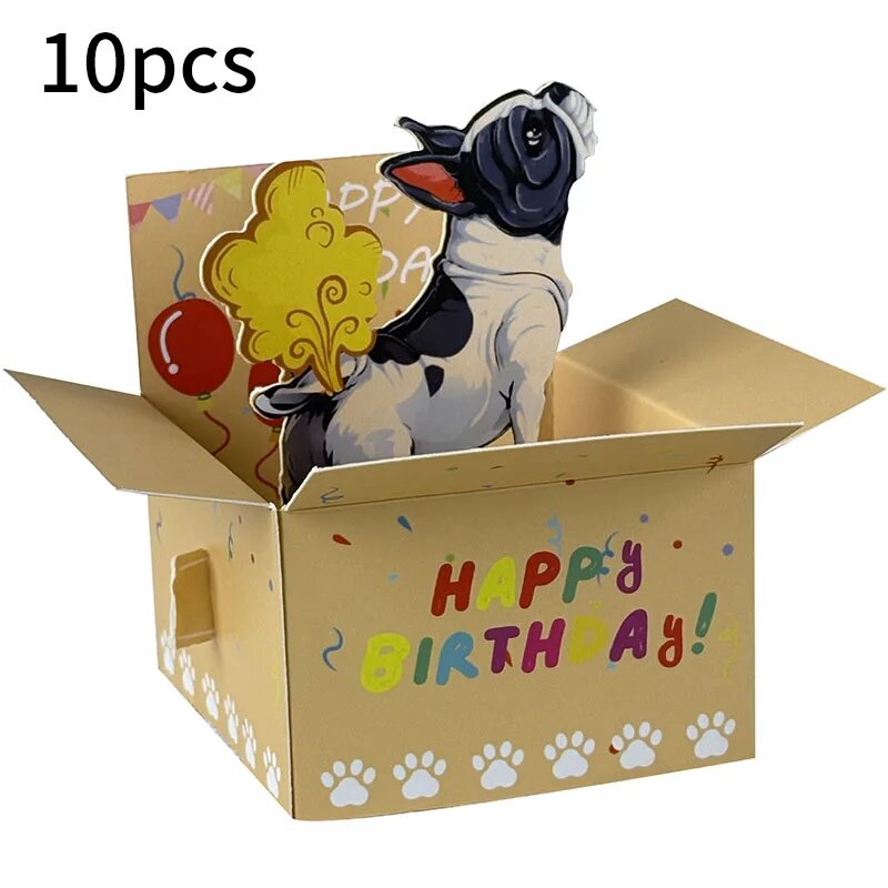 Открытка с днем рождения 3D, 10шт, цвет C