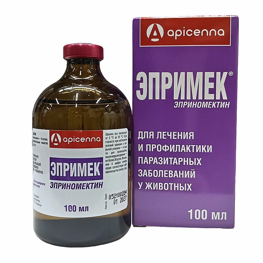 Препарат Apicenna "Эпримек", противопаразитарный, для всех видов животных, 100 мл