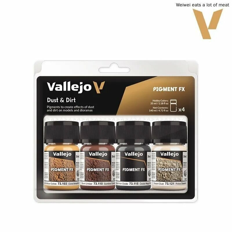 Эксклюзивный набор акриловых пигментов Vallejo Dust Dirt 73190 для диорам, 4 флакона по 35 мл