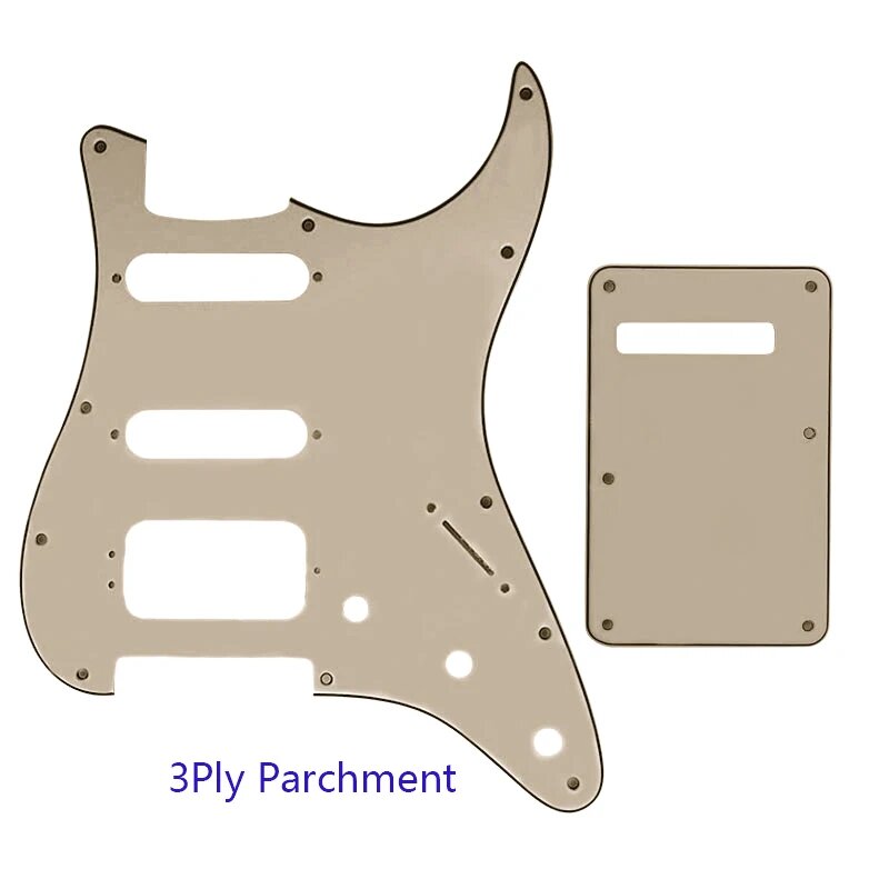 Pleroo Strat SSH гитарная накладка и задняя пластина 3Ply Parchment
