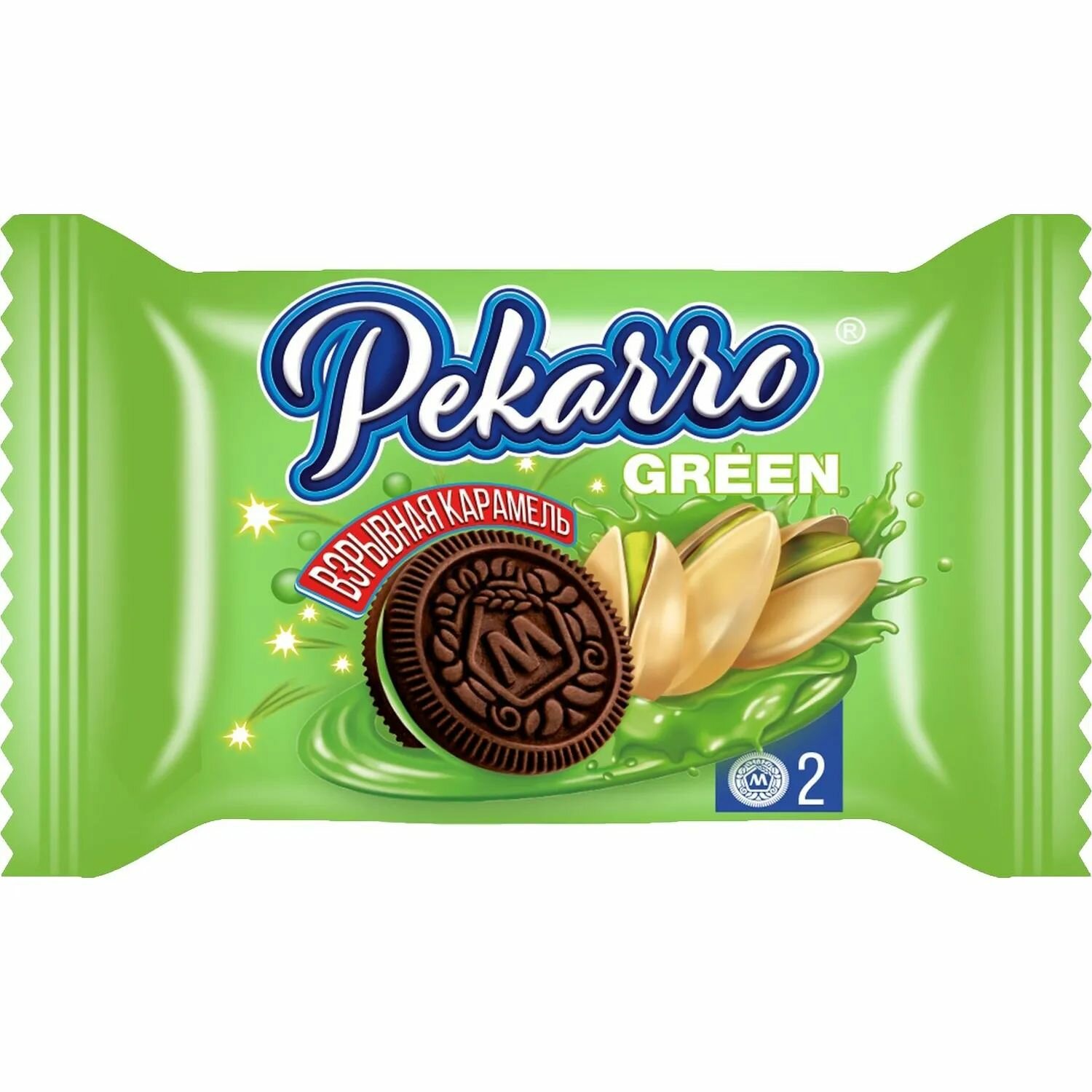 Pekarro Печенье Green с какао, с фисташковой начинкой и взрывной карамелью, 3кг