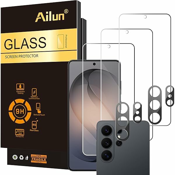 Ailun Glass Screen Protector for Galaxy S26 Ultra [6.9 Inch] 3Pack + 2Pack Camera Lens Tempered Glass Fingerprint Unlock 0.25mm Ultra Clear Anti-Scratch Case Friendly [Not For S26/S26 Plus]