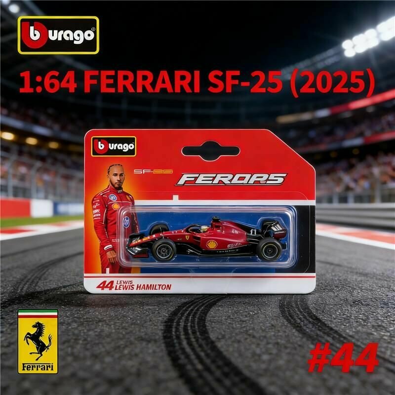 Bburago 1:64 2025 Ferrari SF-25 Формульный болид Формулы-1, Литые под давлением автомобили, коллекционная модель гоночных игрушек
