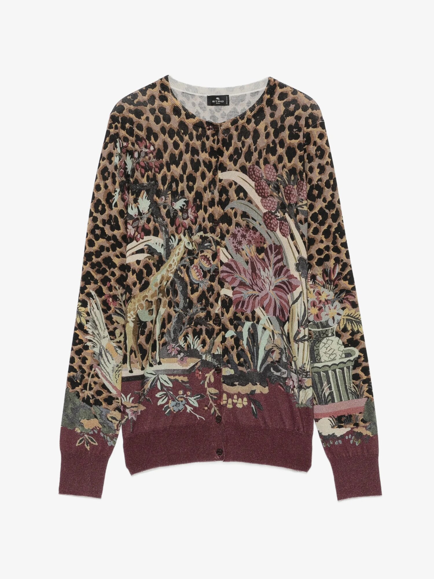 Кардиган Leopard-print floral-intarsia cardigan