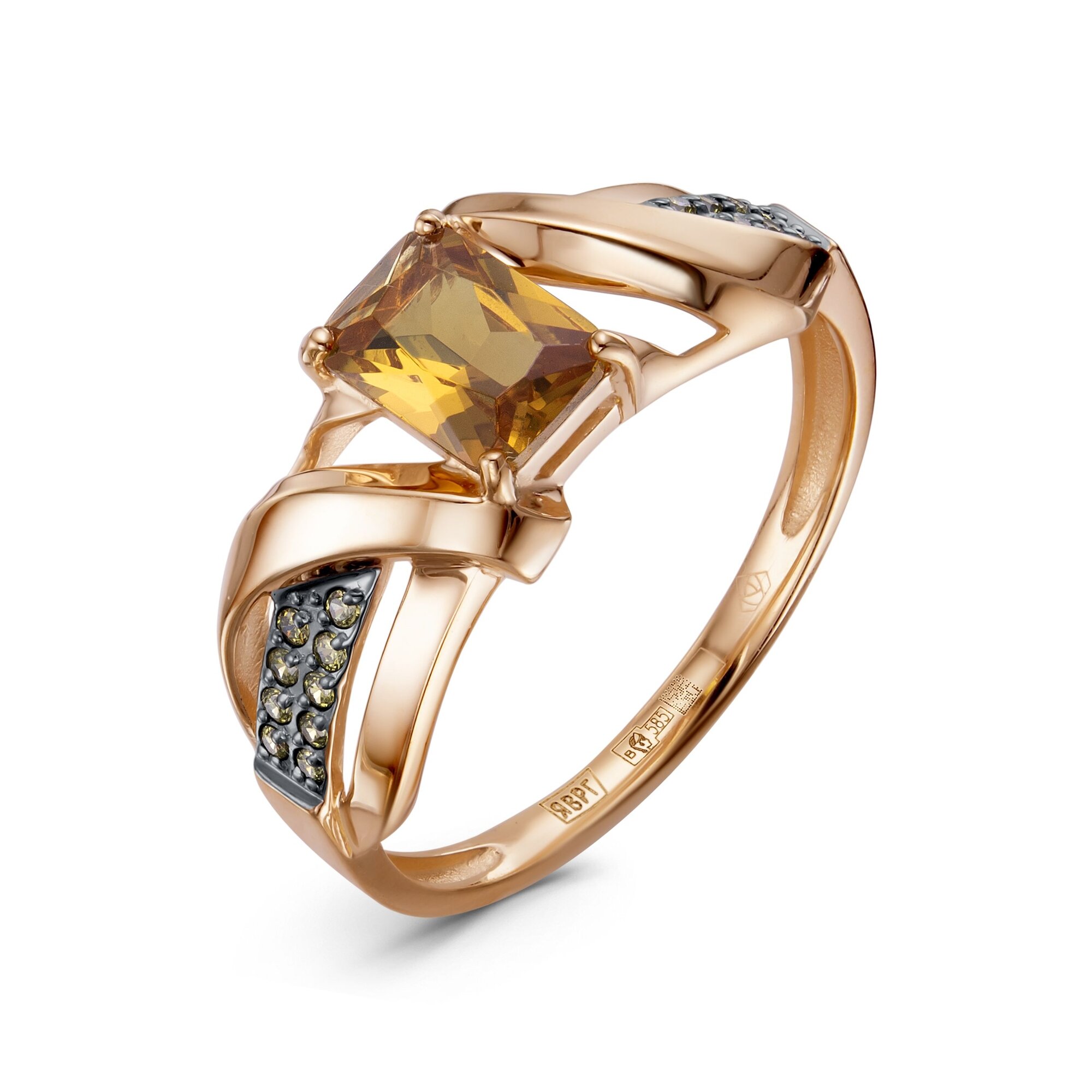 Кольцо Diamant online, красное золото, 585 проба, фианит, султанит