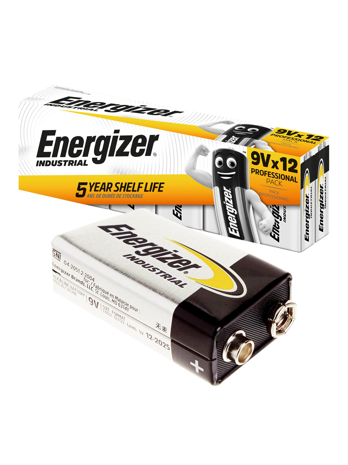 Батарейки крона ENERGIZER Industrial 6LR61 / 522 / 9V коробка 12 шт