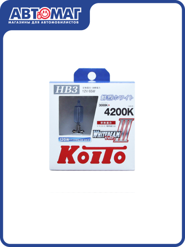 Лампы автомобильные KOITO 9005 HB3 12V 65W упаковка - 2 шт, KOITO-P0756W