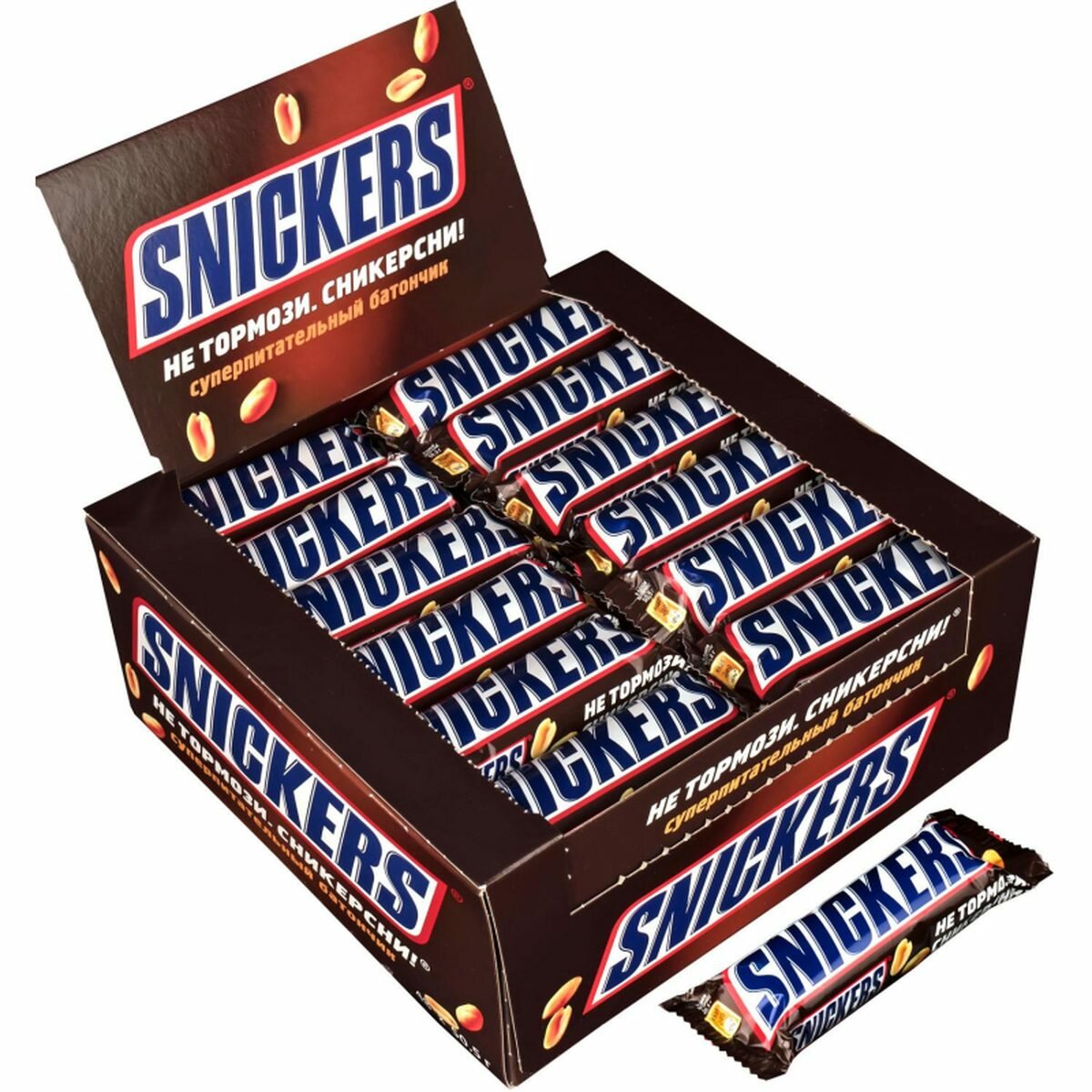 Шоколадный батончик Snickers 50.5г, 48 уп.