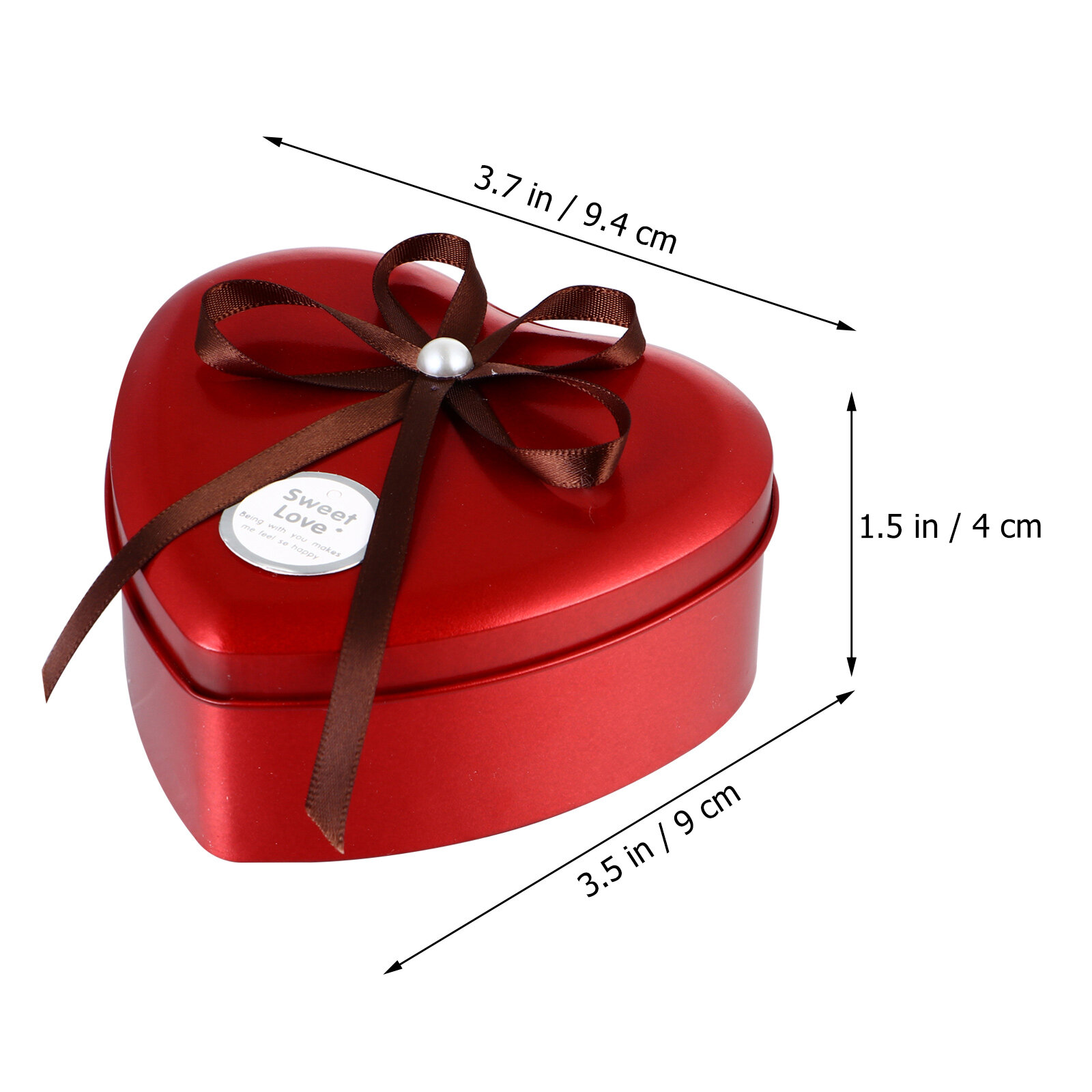 Красная Металлическая Коробка В Forme Сердца Для Конфет И Джема 9.40X9.00X4.00Cm