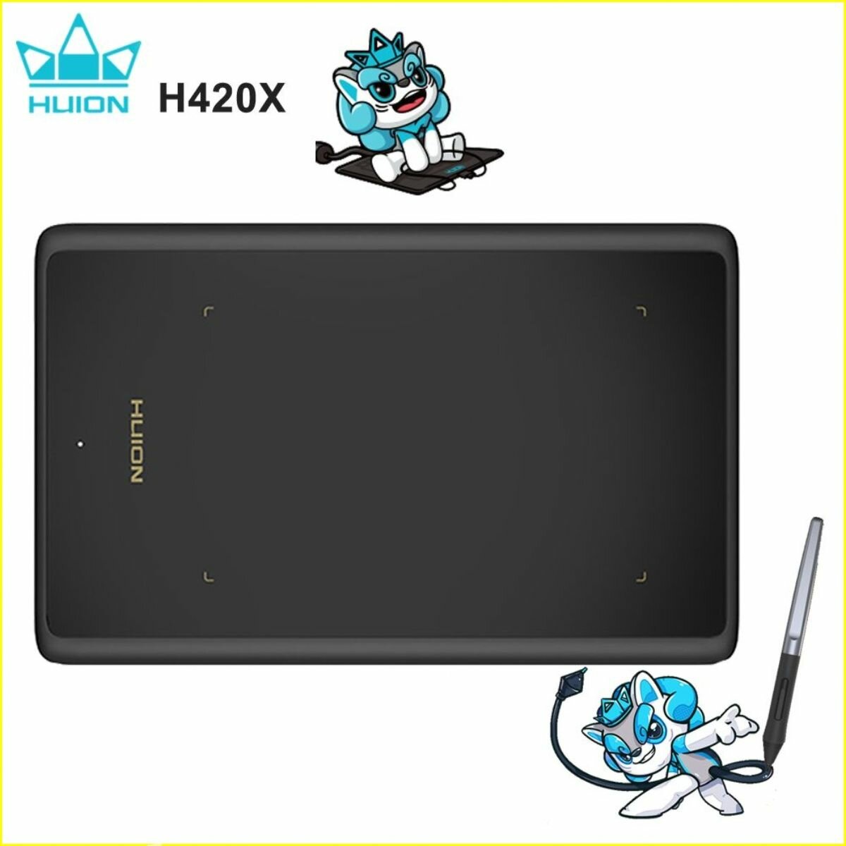Графический планшет HUION Inspiroy H420X, черный, светло-серый
