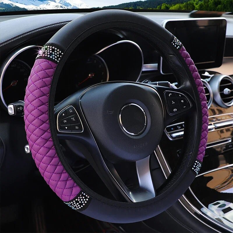 Фиолетовый чехол на руль автомобиля, Purple, 37-38 см.