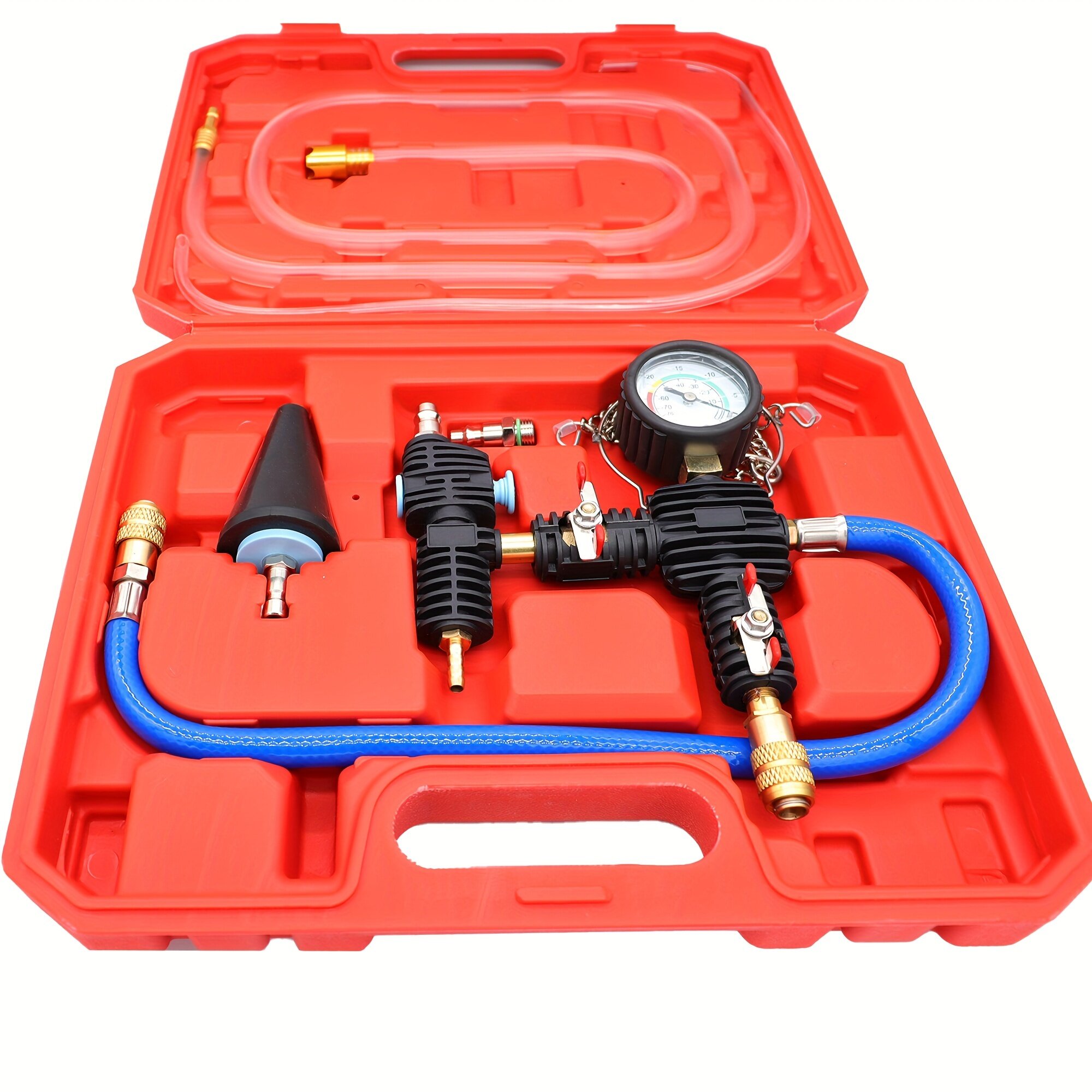 Набор для вакуумной заправки антифриза и удаления воздуха из системы охлаждения двигателя автомобиля, универсальный комплект со шлангом, красный