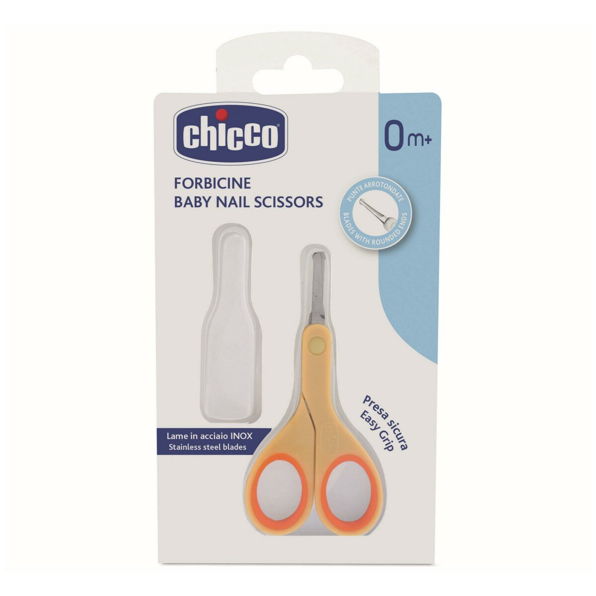 Chicco, ножницы детские из нержавеющей стали с закругленными концами 0+, оранжевые