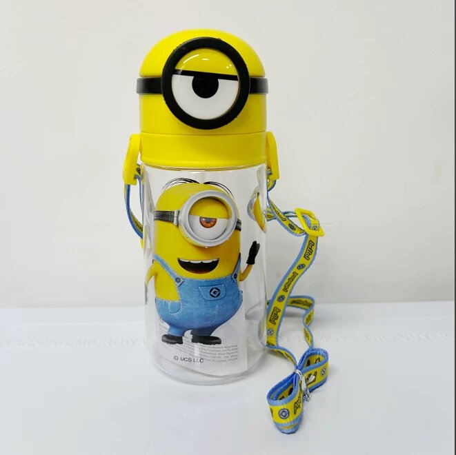 Пластиковый стаканчик с трубочкой и ремешком из серии MINISO Minions, милый дизайн для студентов. 1 стакан для воды