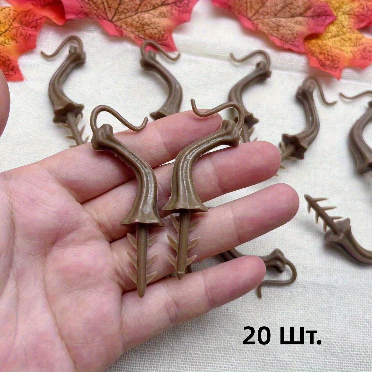 Декоративные тыквы из пластика, 20 шт, оранжевые с зелёными черешками, осенний декор для стола, Хэллоуин, День благодарения, стиль рустик