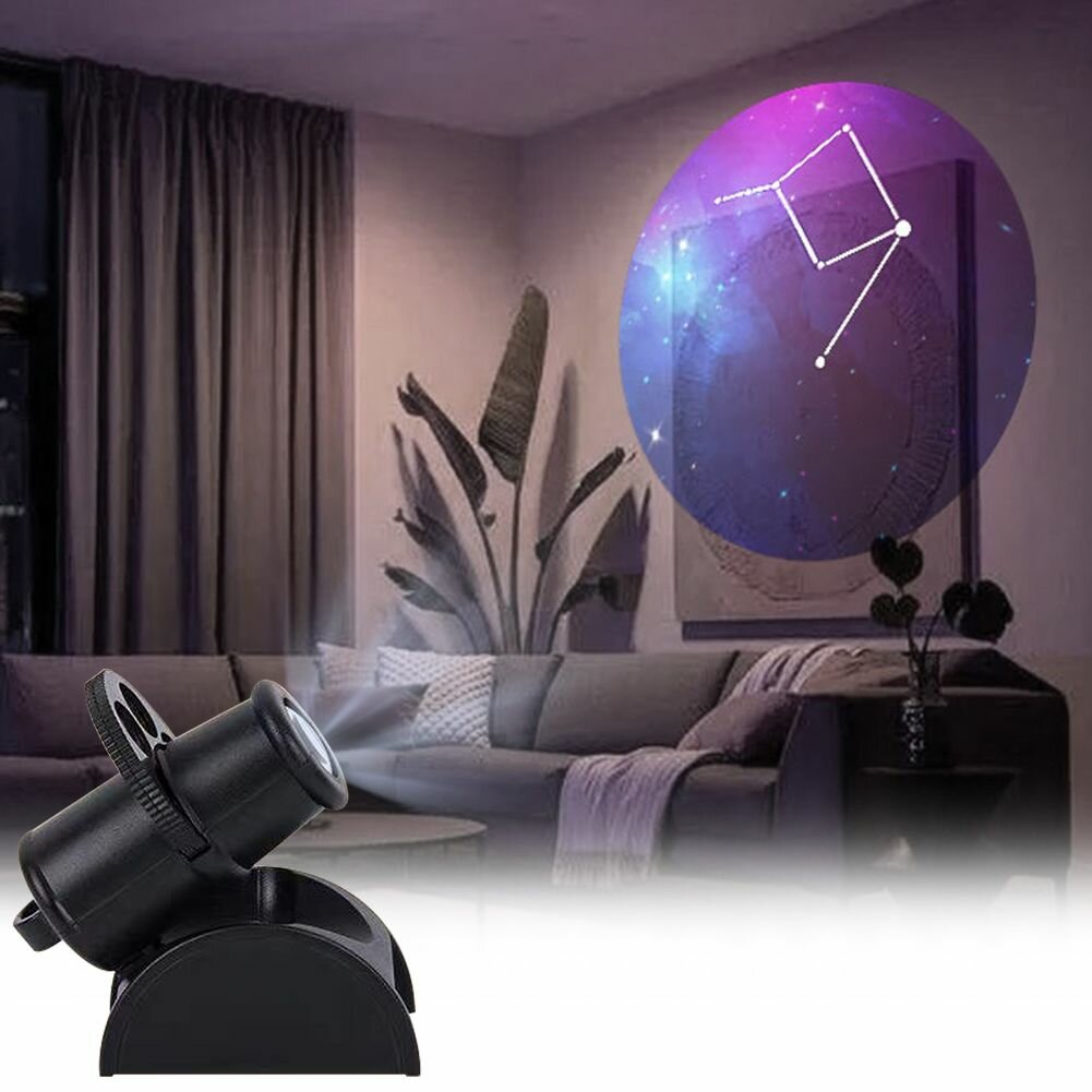 Лунный проектор-ночник: 15 эффектов, USB-питание, регулируемый угол