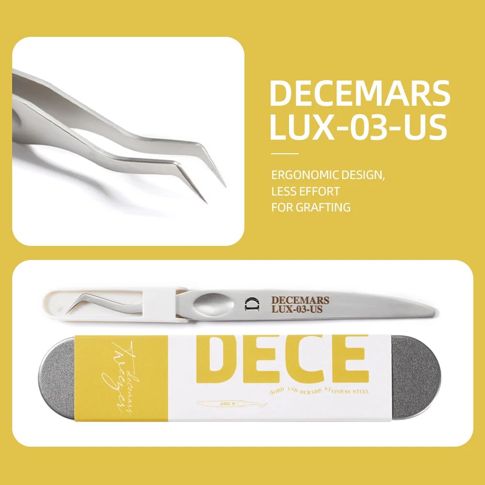 Пинцет для наращивания ресниц DeceMars LUX-03-US