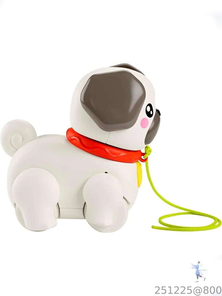 Игрушка-каталка Pets Walk-The-Pup Pug от Fisher-Price — игрушка мопс для малышей на веревочке — фото 1