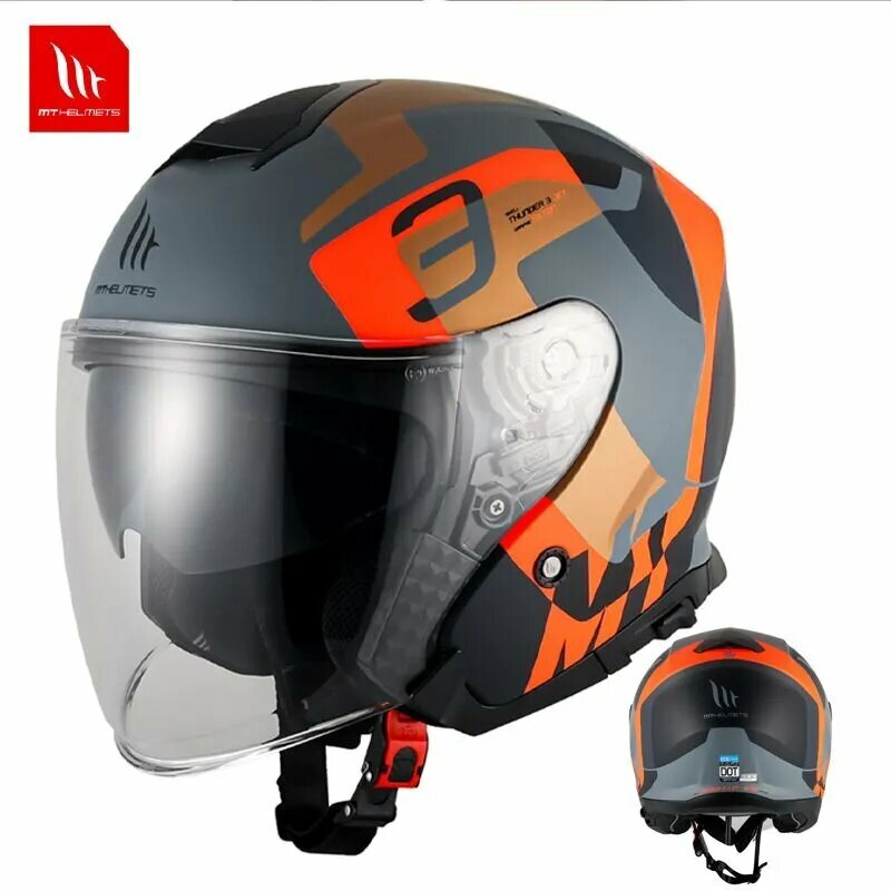 MT HELMETS Мотошлем, цвет: оранжевый, черный матовый, размер: L