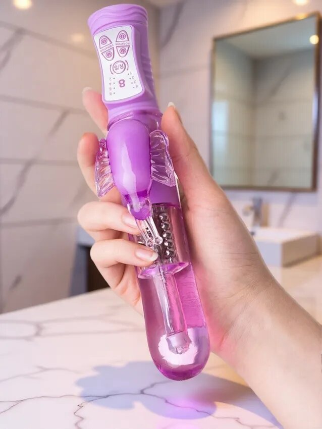 Вибратор Toy Joy с вибропулей для клитора, 8 режимов вибрации, 4 режима ротации, 23 см