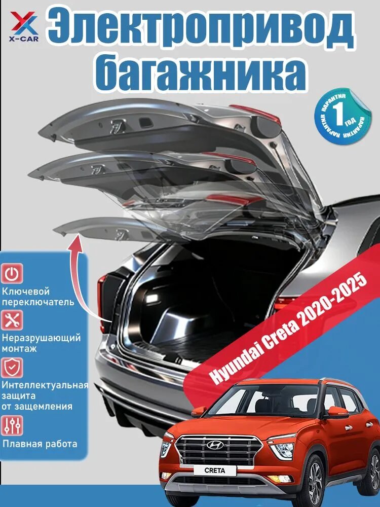 Электрический привод багажника Hyundai Creta 2020-2025(мы предоставим вам подробное руководство по установке на русском языке), интеллектуальный привод задней двери и защита от помех.