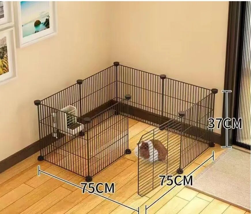 Металлический забор для морских свинок, 75X 75х37 см/Пустая клетка.