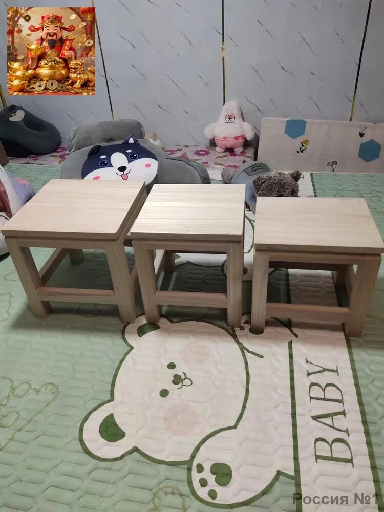Табурет маленький деревянный для дома, бани и сауны, кухни, прихожей, 1 шт, 30х30х25 см — фото 1