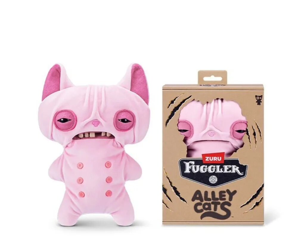 Spin Master Fuggler Alley Cats Wrinkle McStinkles / Плюшевая игрушка фуглер Лысая кошка: реалистичные зубы, 22 см, идеальный подарок на день рождения.