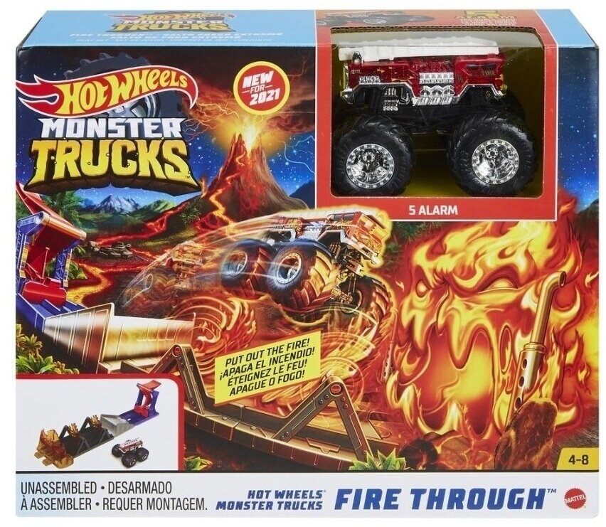 Игравой набор Hot Wheels Автотрек Гонка сквозь огонь "Монстр-трак 5 ALARM vs FIRE THROUGH" / GYL09-GYL12